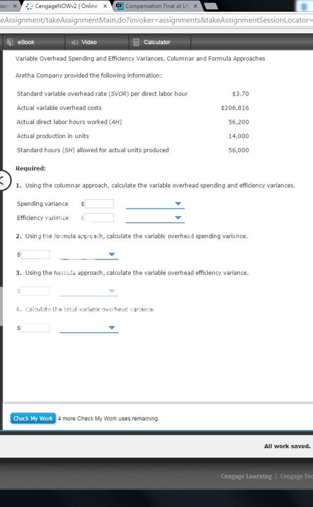 Solved Variable Overhead Spending and Efficiency Variances, | Chegg.com